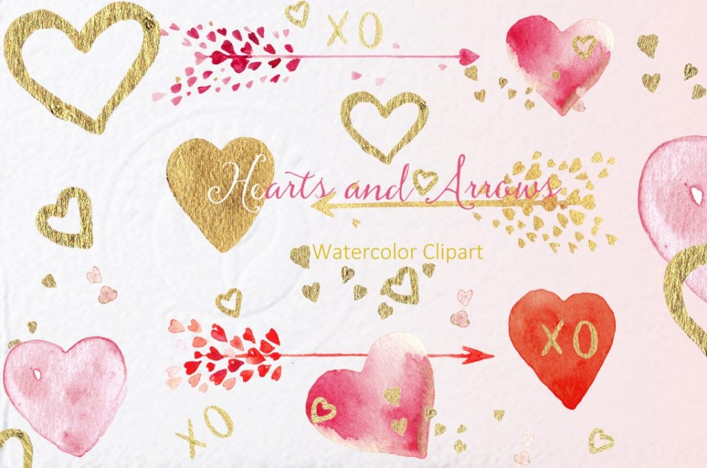 Valentines Hearts and Arrows Clipart - $10 – MasterBundles