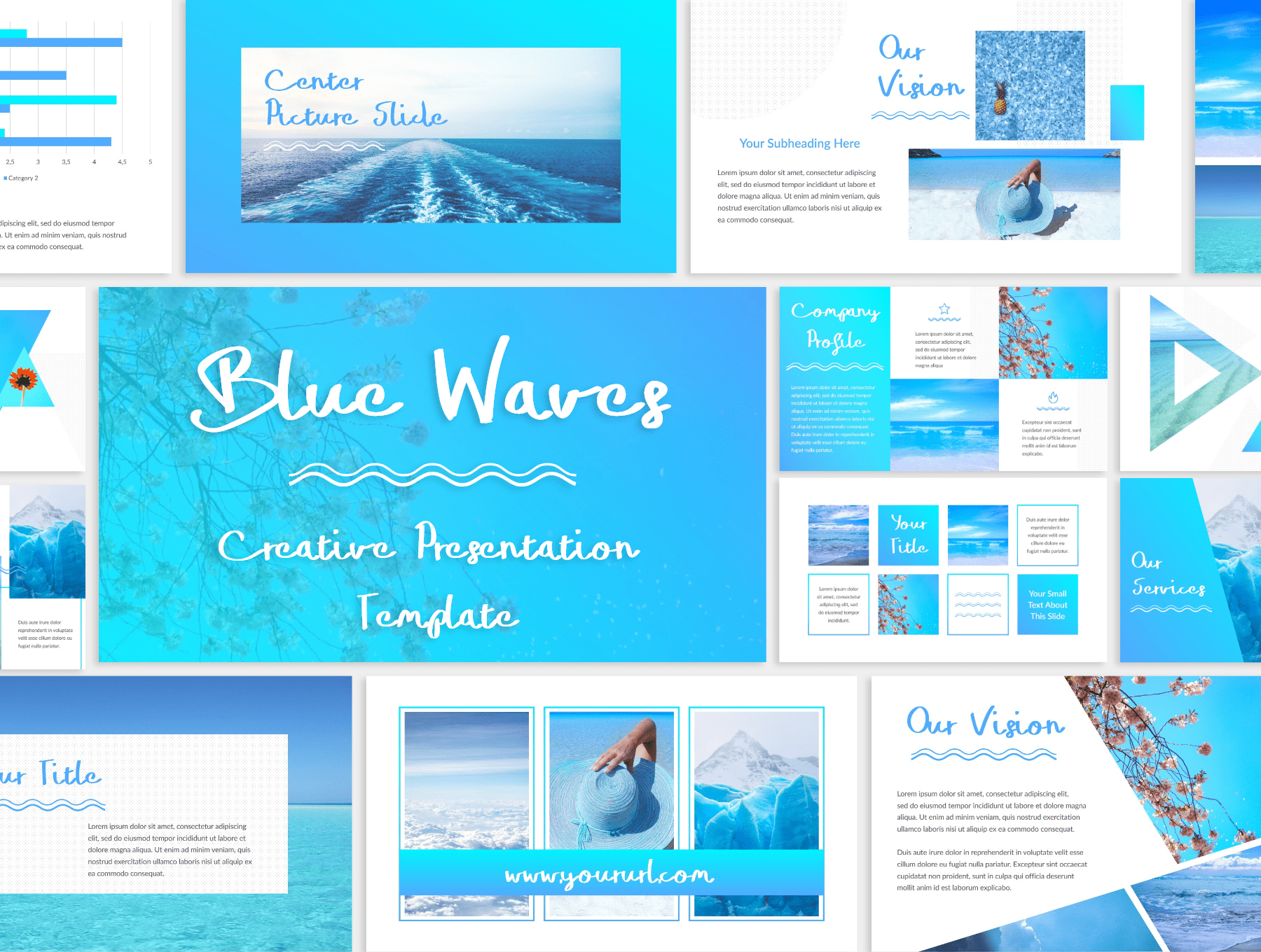 Blue Waves - PowerPoint Template - $15 – MasterBundles