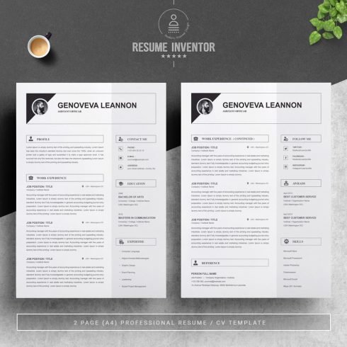 Modern Minimalist Resume Template – MasterBundles