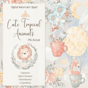 Watercolor Mom and Baby Animals | Master Bundles