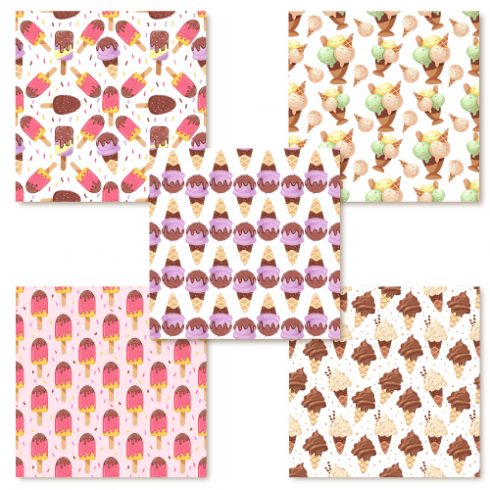 Ice Cream Patterns Digital Paper Set – MasterBundles