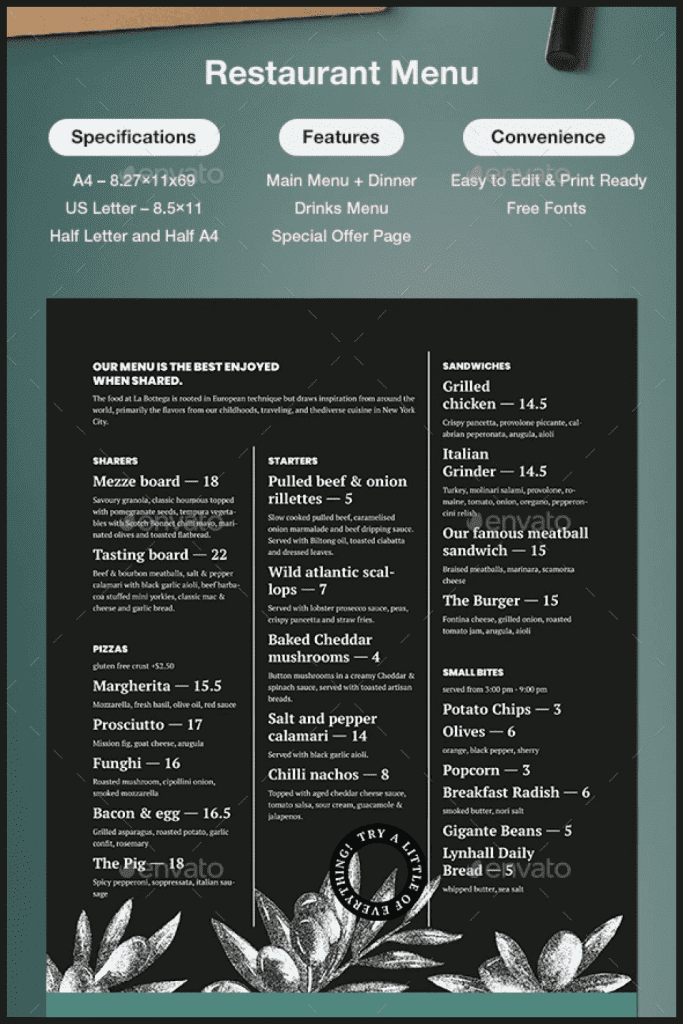 Menu Template Free Google Docs Menu Template Free Google Docs