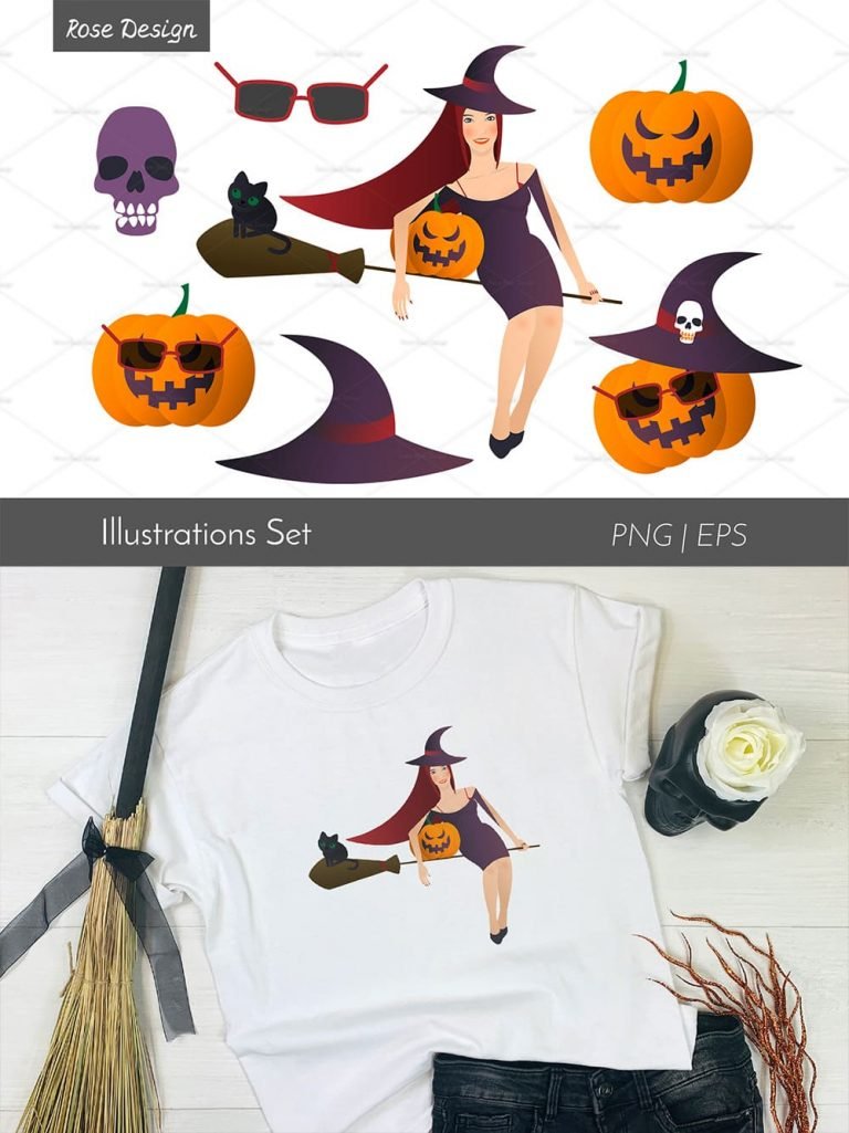Halloween Witch and Pumpkin Clipart – MasterBundles