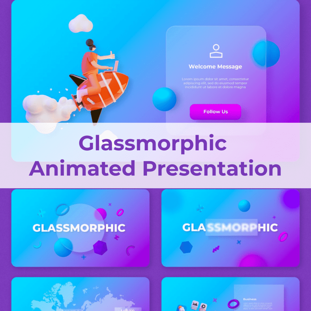 Glassmorphic Animated Presentation: 50 Slides – MasterBundles