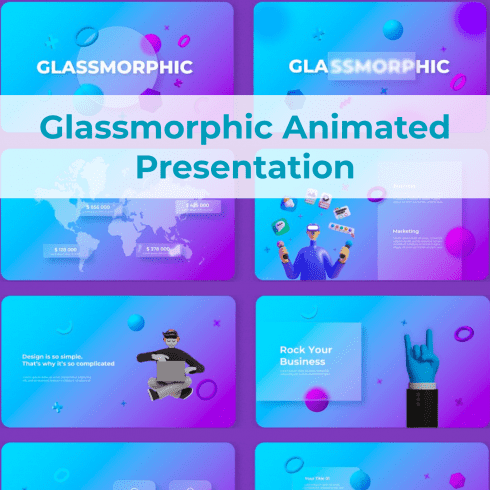 Glassmorphic Animated Presentation: 50 Slides – MasterBundles