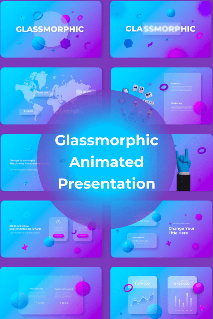 Glassmorphic Animated Presentation: 50 Slides – MasterBundles