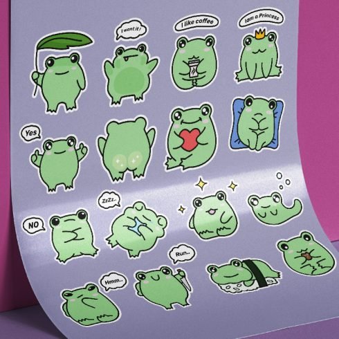Frog Stickers. 16 Vector Emoji Stickers with Cute Frog – MasterBundles