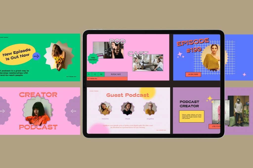 Podcast Colorful Presentation Template – MasterBundles