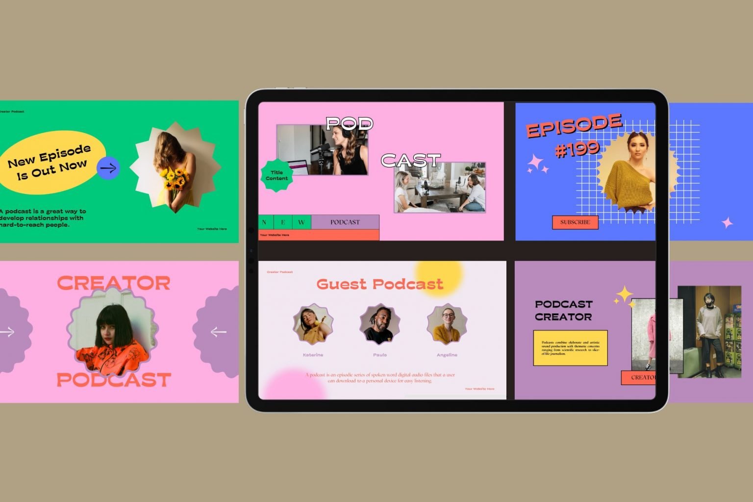 Podcast Colorful Presentation Template – MasterBundles