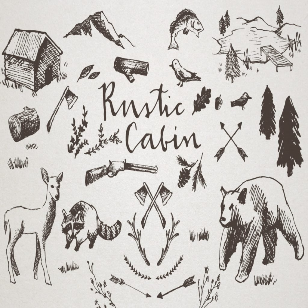 37 Rustic Cabin Crosshatch Sketches – MasterBundles
