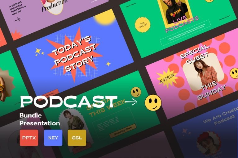 Podcast Colorful Presentation Template – MasterBundles