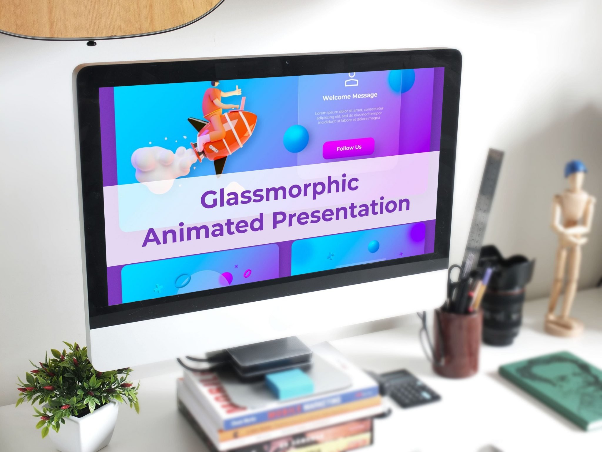 Glassmorphic Animated Presentation: 50 Slides – MasterBundles