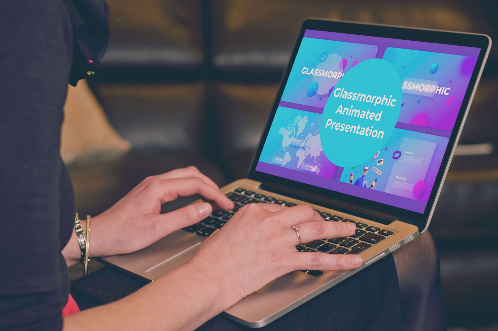 Glassmorphic Animated Presentation: 50 Slides – MasterBundles