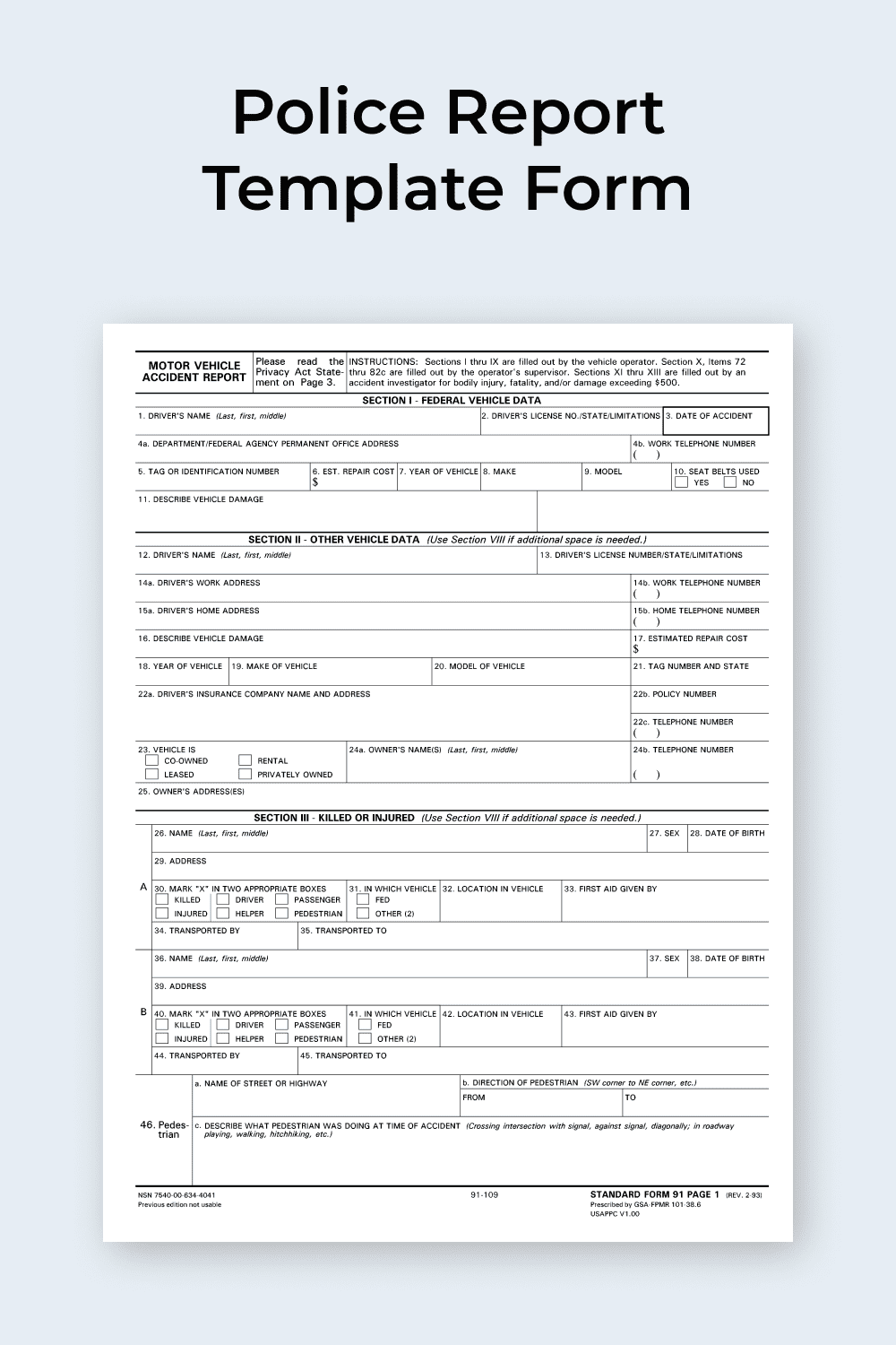 Police Report Template Fill Online Printable Fillable Blank 