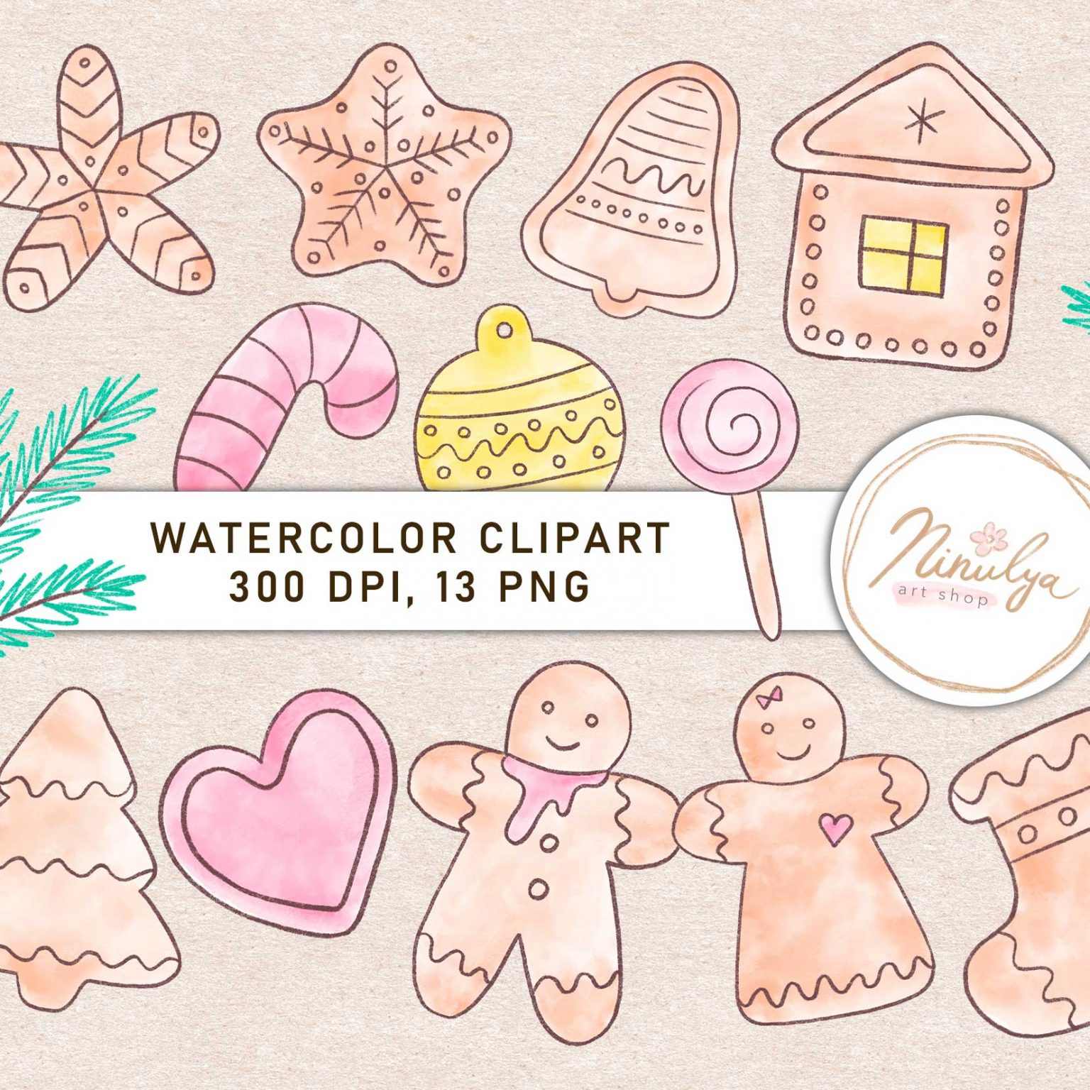 Gingerbread Watercolor Clipart – MasterBundles