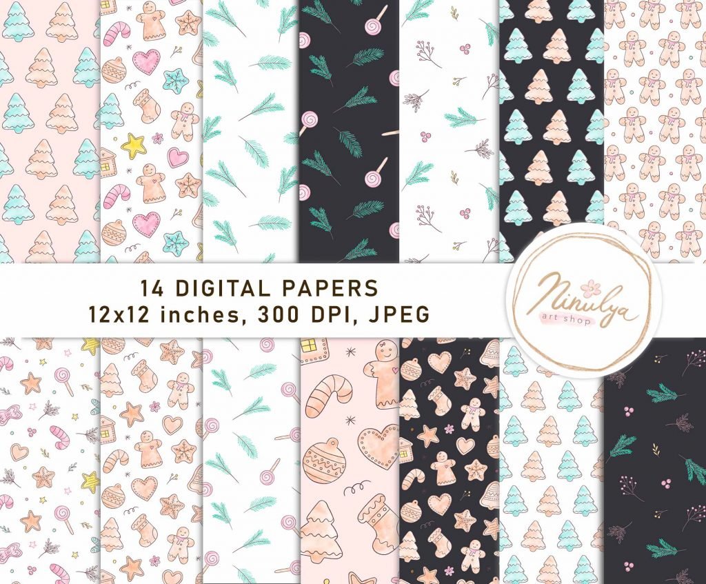 Gingerbread Christmas Cookies Digital Papers – MasterBundles