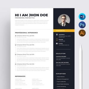 Minimalist Resume Template Word – MasterBundles
