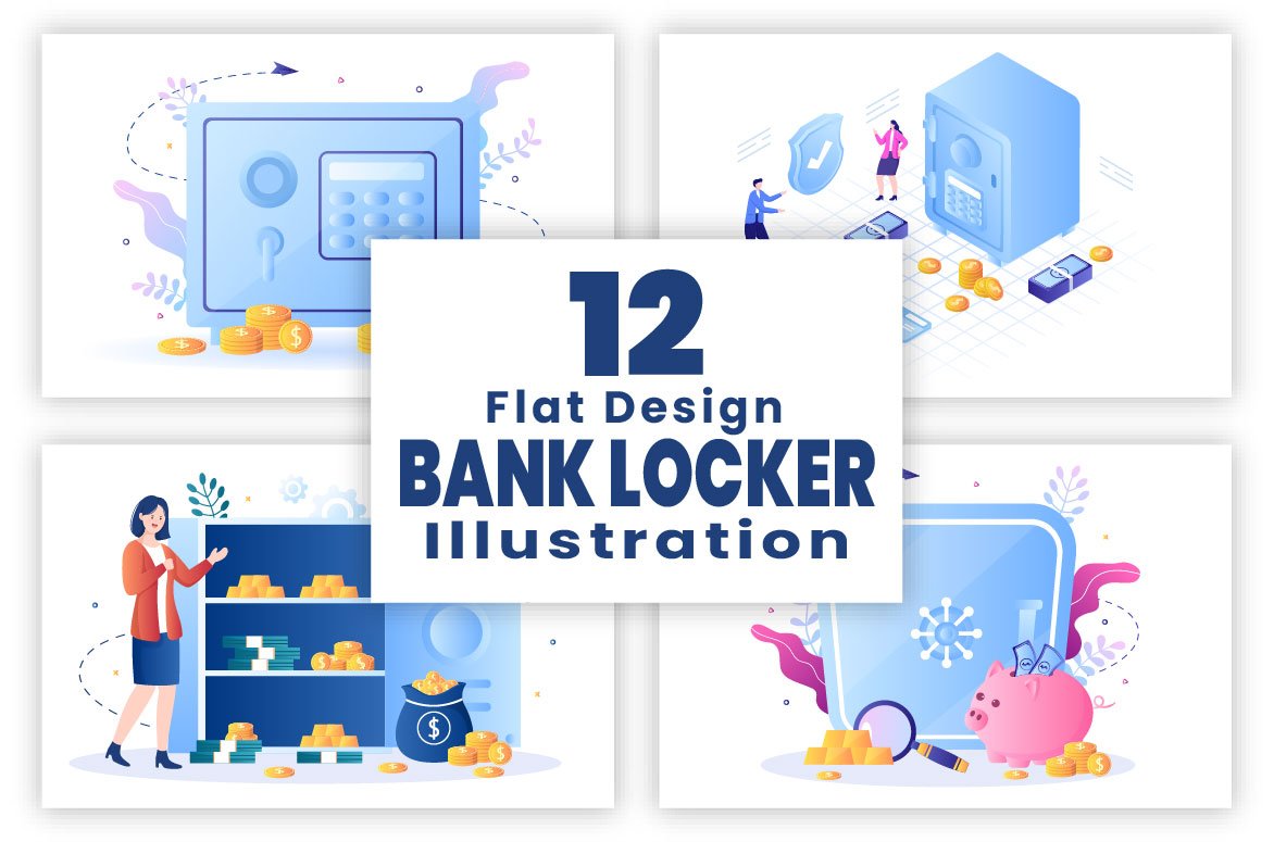 12 Bank Locker Storage Safe Box Illustrations – MasterBundles
