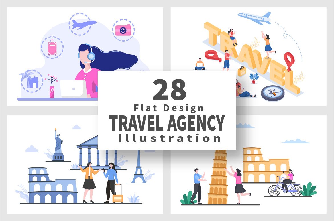28 Travel Agency Around The World Vector Illustrations – MasterBundles