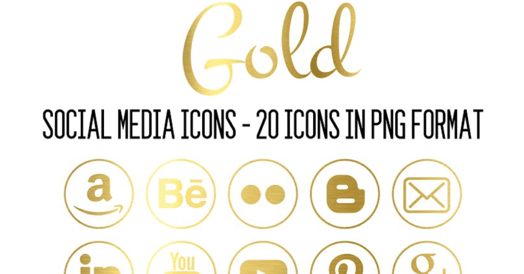 Social Media Icons - Gold - Round – MasterBundles
