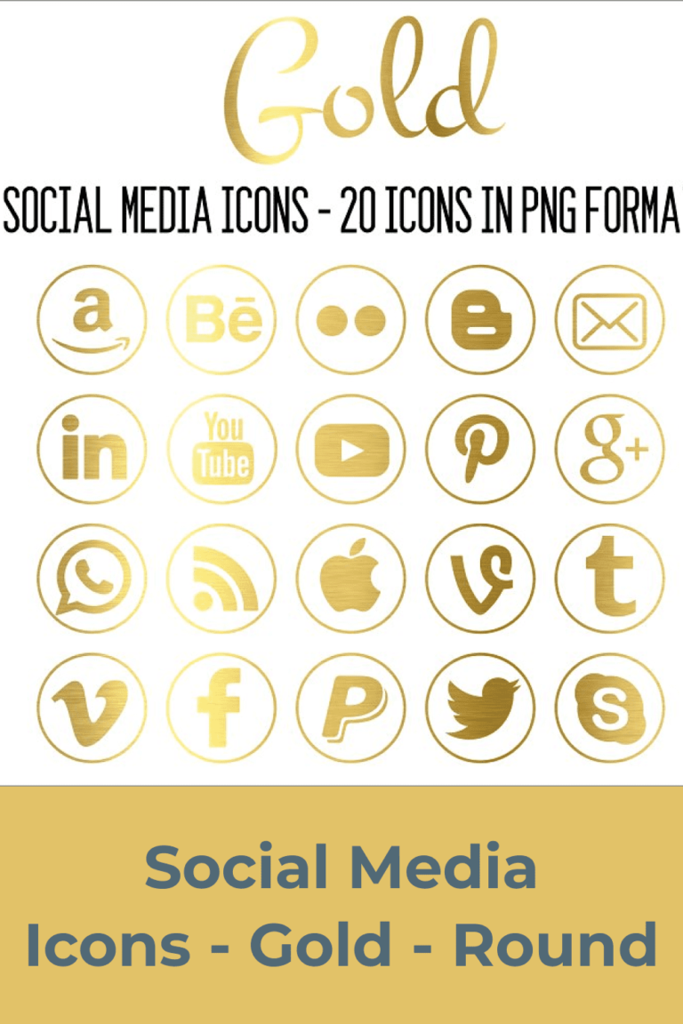 Social Media Icons - Gold - Round – MasterBundles