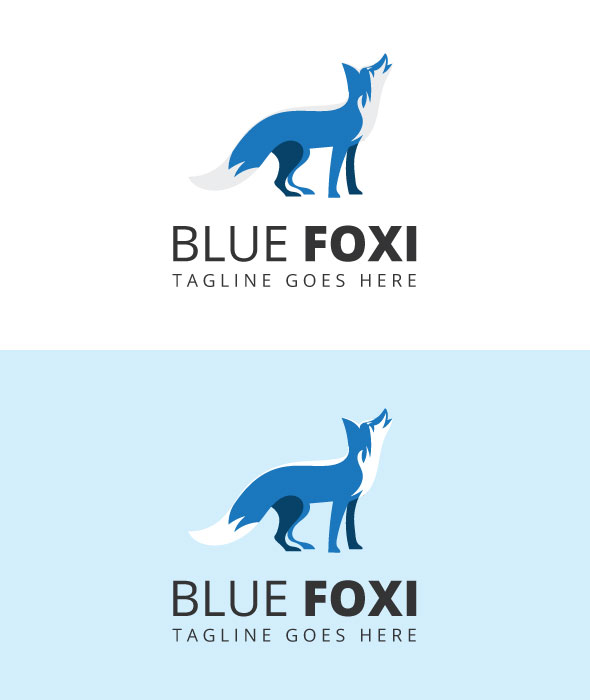 Blue Fox Character Logo Design – MasterBundles
