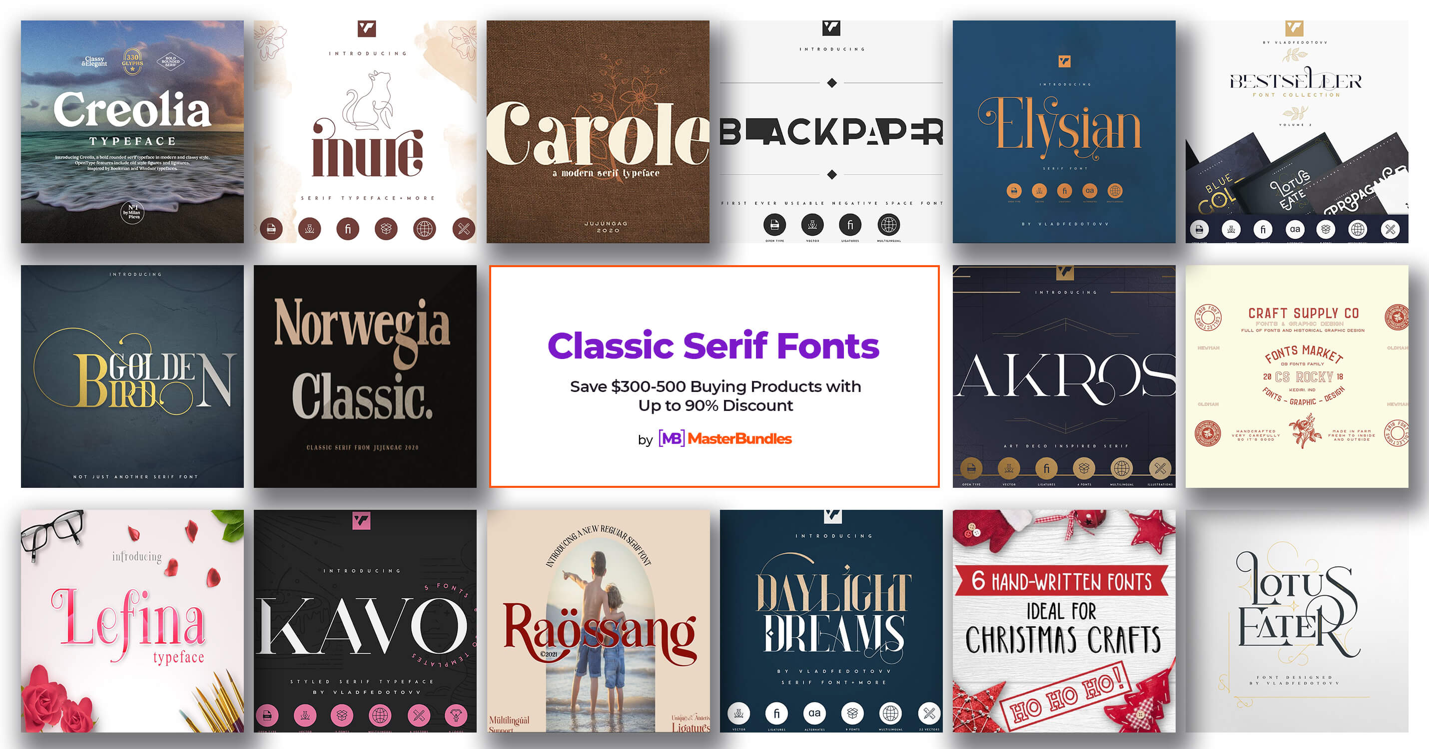 73+ Classic Serif Fonts 2025 - MasterBundles