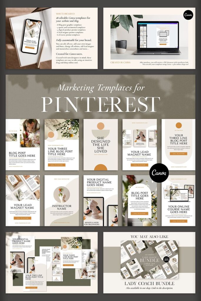Pinterest Marketing Pack | CANVA – MasterBundles