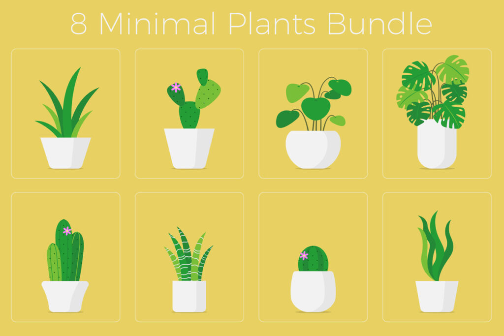 8 Minimal Plant Vector Illustrations Bundle – MasterBundles