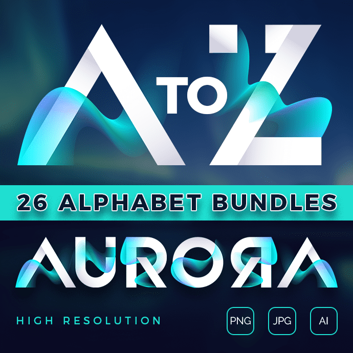 26 Aurora Alphabet Bundle High-Res - Only $5 – MasterBundles