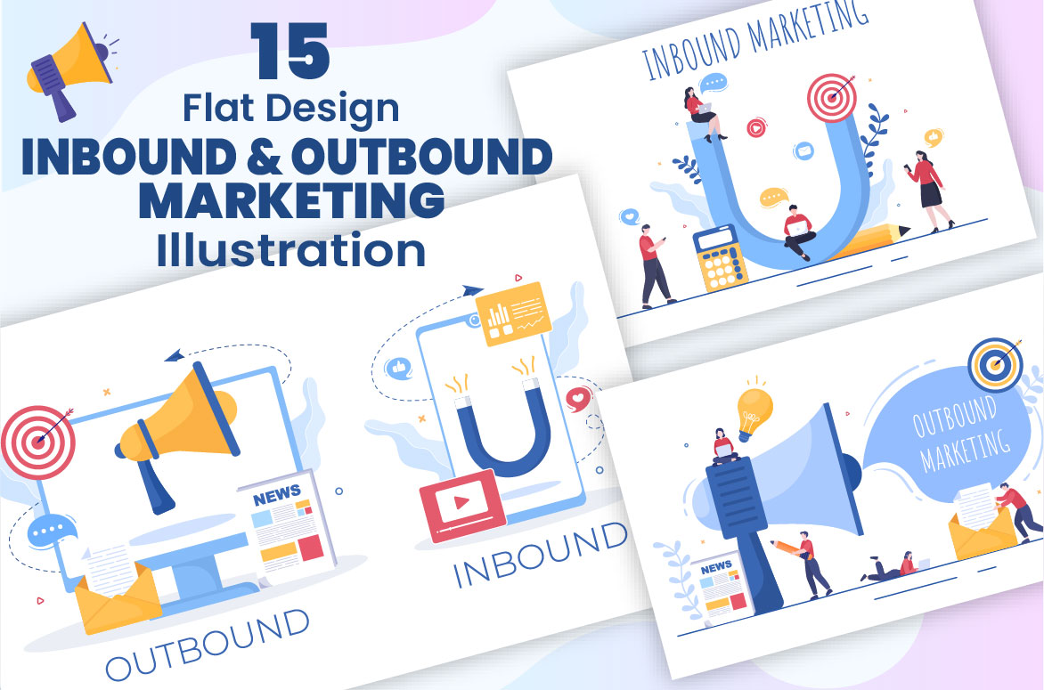 15 Inbound and Outbound Marketing Illustrations – MasterBundles