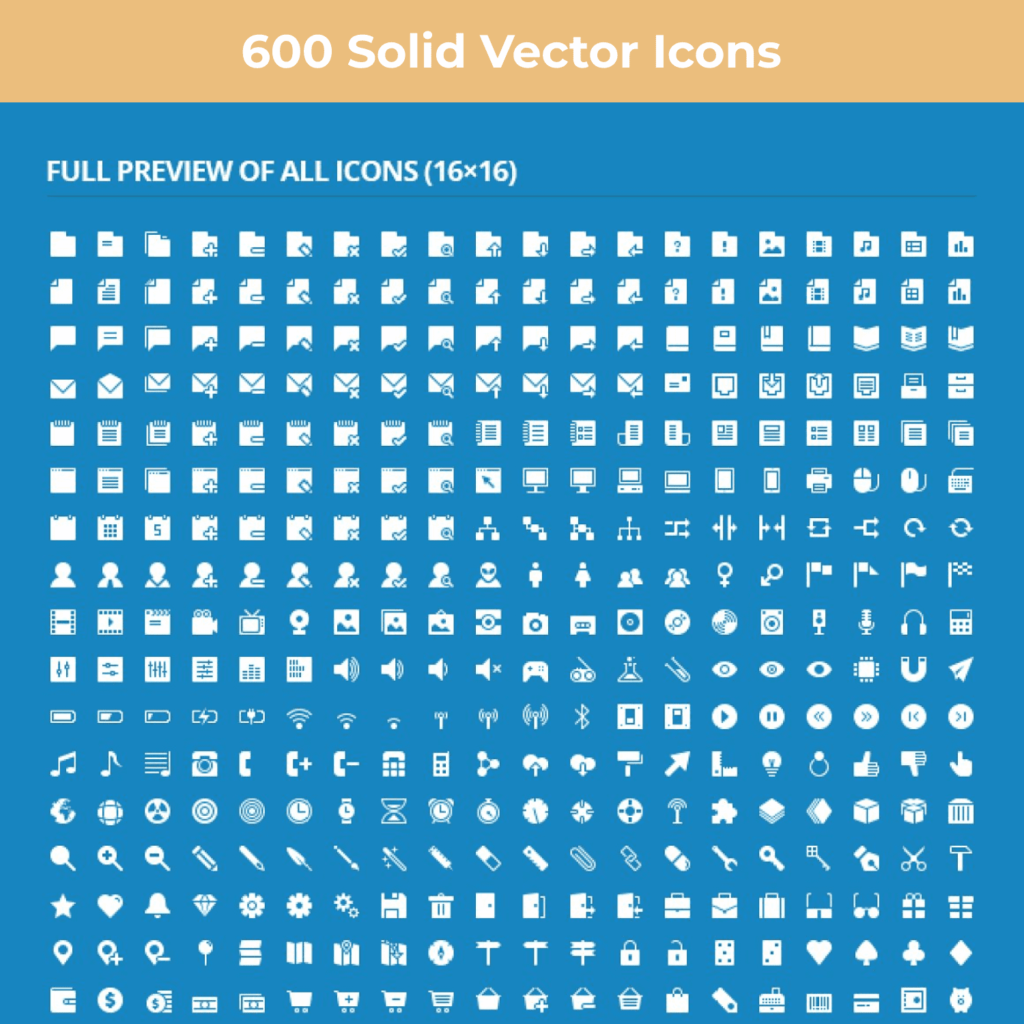 600 Solid Vector Icons – MasterBundles