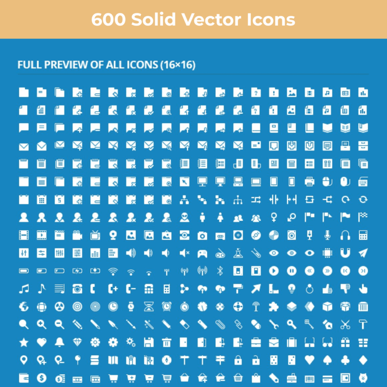 600 Solid Vector Icons – MasterBundles