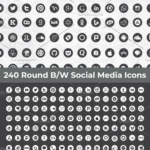 240 Round B/W Social Media Icons – MasterBundles