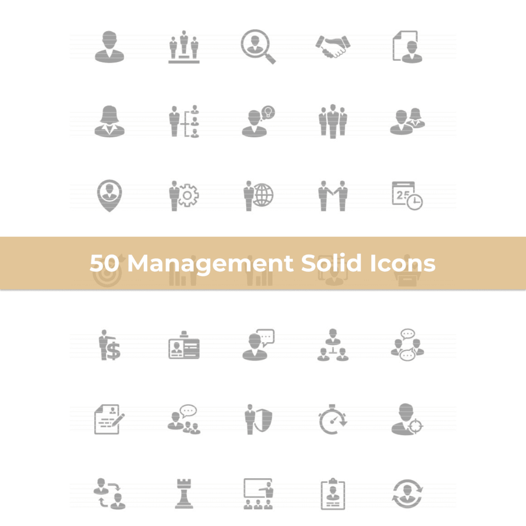 50 Management Solid Icons – MasterBundles