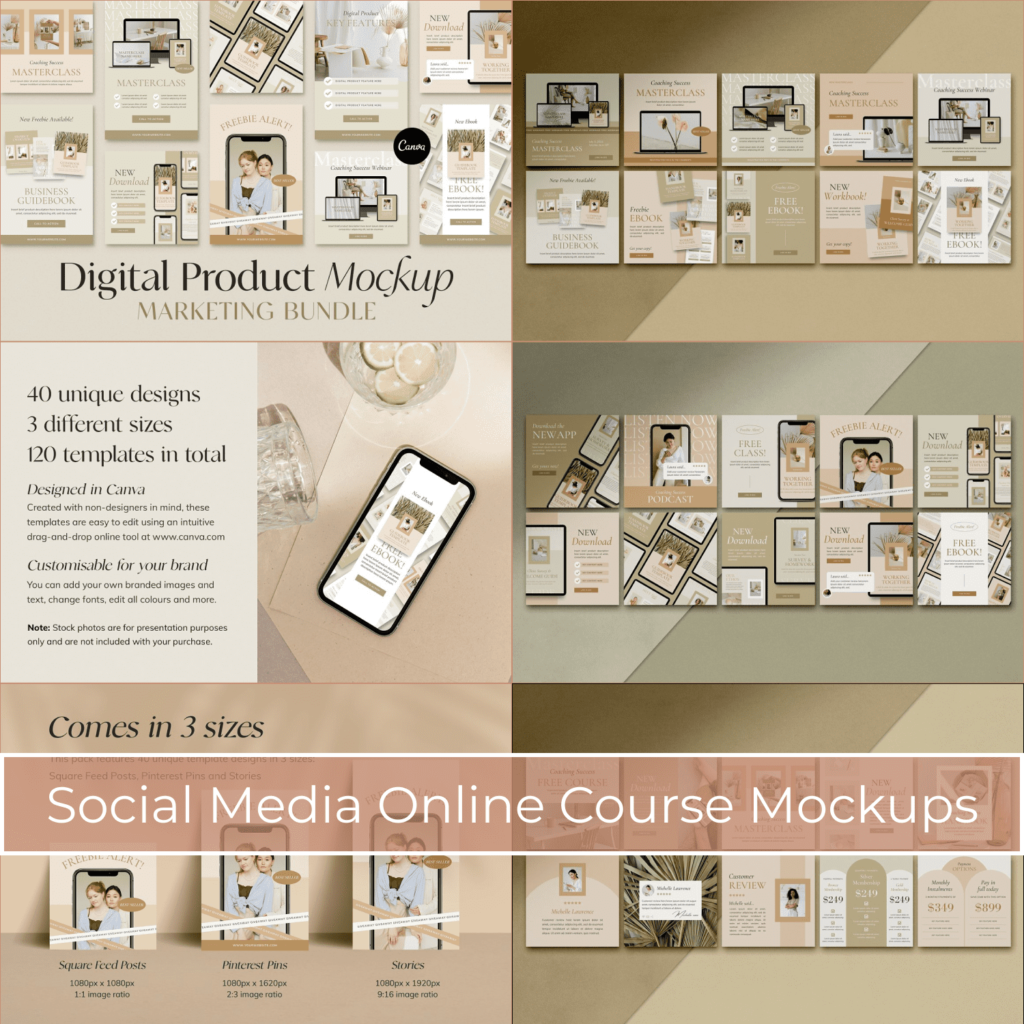 Social Media Online Course Mockups – MasterBundles