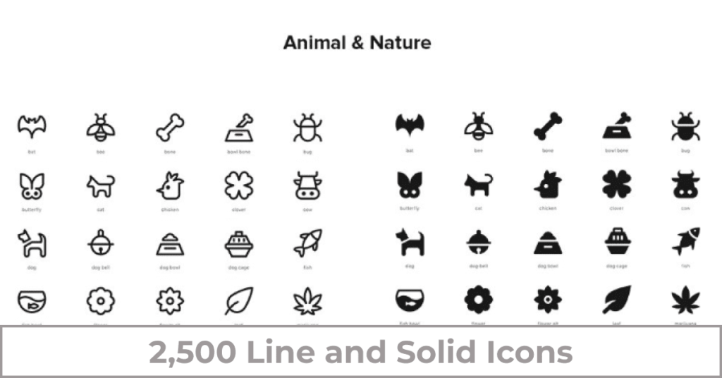 2,500 Line and Solid Icons – MasterBundles