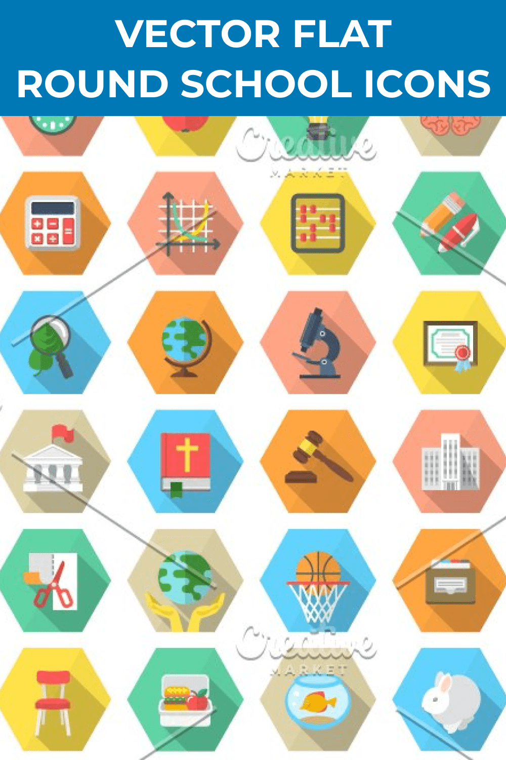 Vector Flat Round School Icons – MasterBundles
