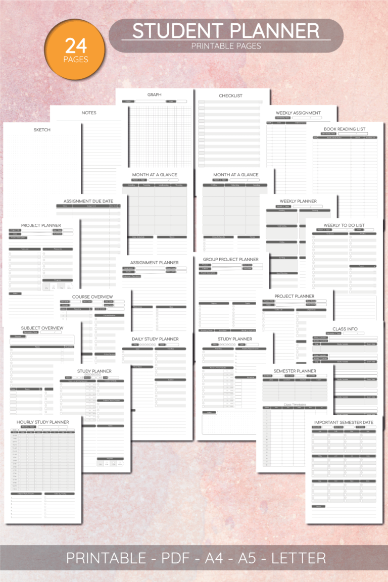 Printable Student Planner, College Planner, Undated School Planner, PDF ...