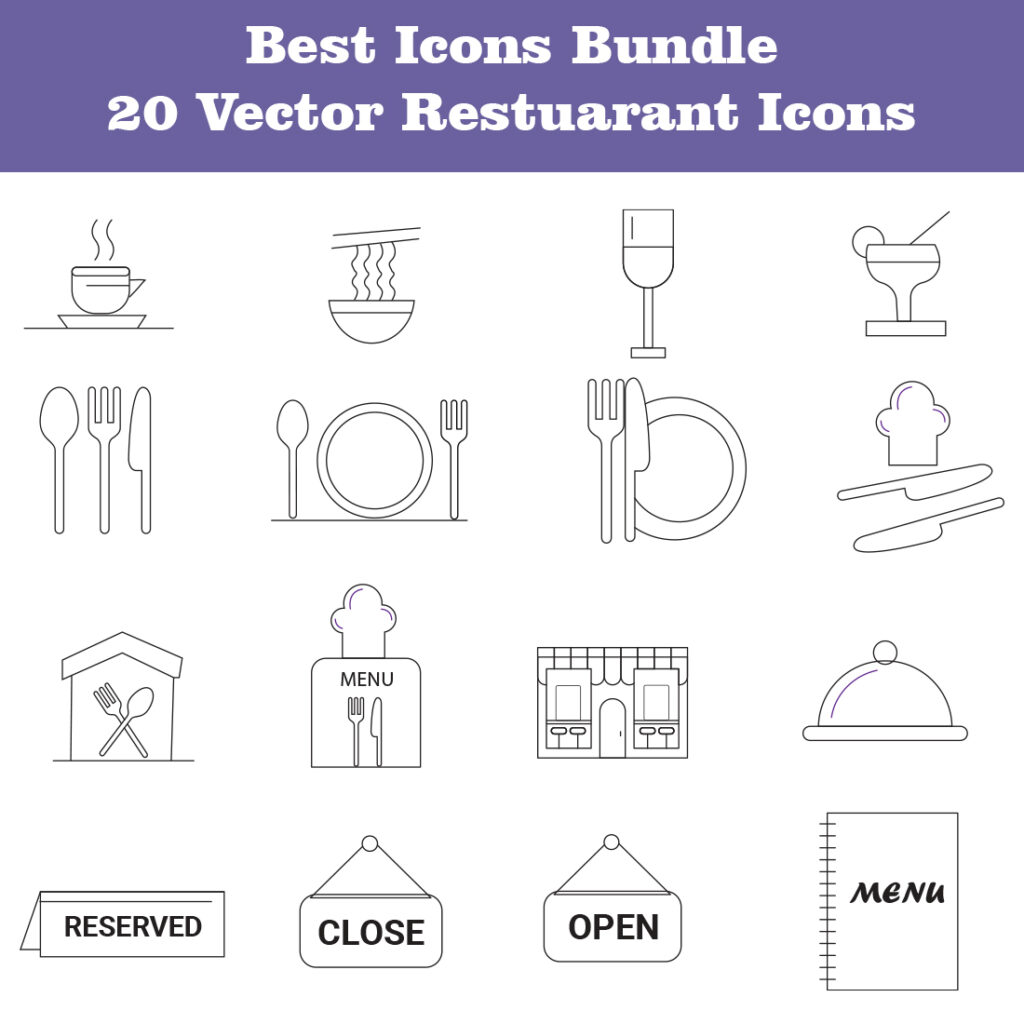 20 Restaurant Icon Pack for Only $4 - MasterBundles