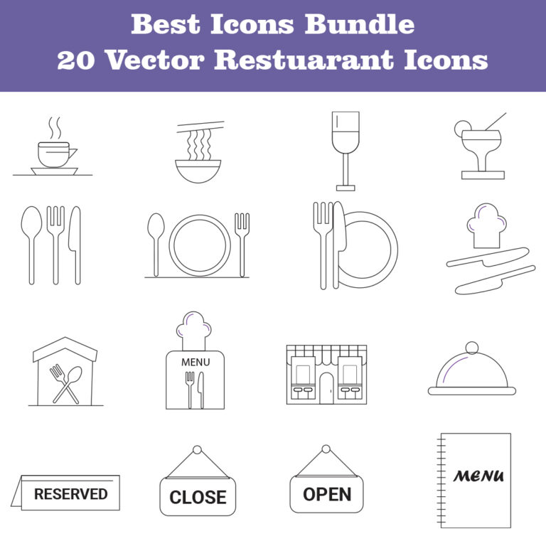 20 Restaurant Icon Pack for Only $4 - MasterBundles