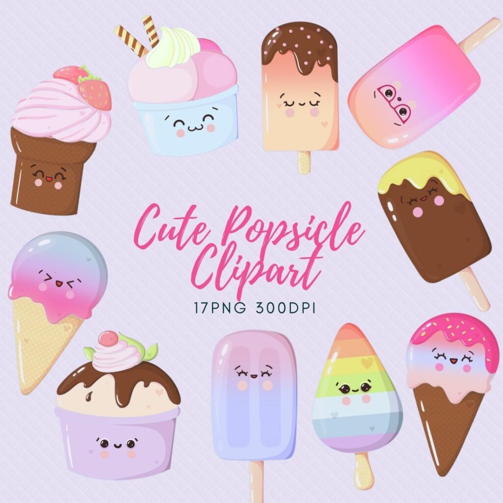 Kawaii Popsicle Clipart - 17 png - MasterBundles