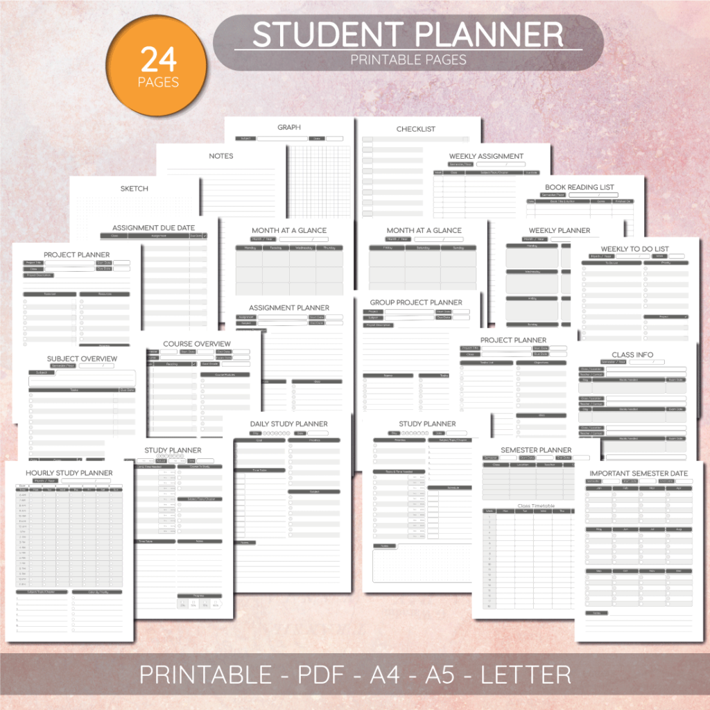 Printable Student Planner, College Planner, Undated School Planner, PDF ...