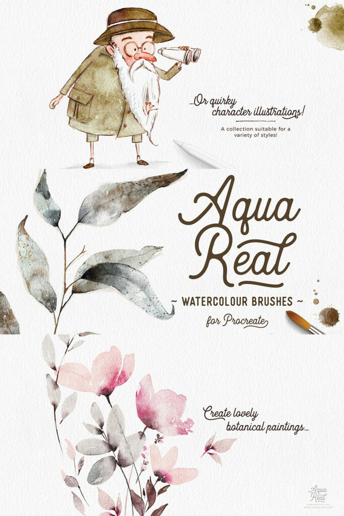 AquaReal Procreate Watercolor Set – MasterBundles