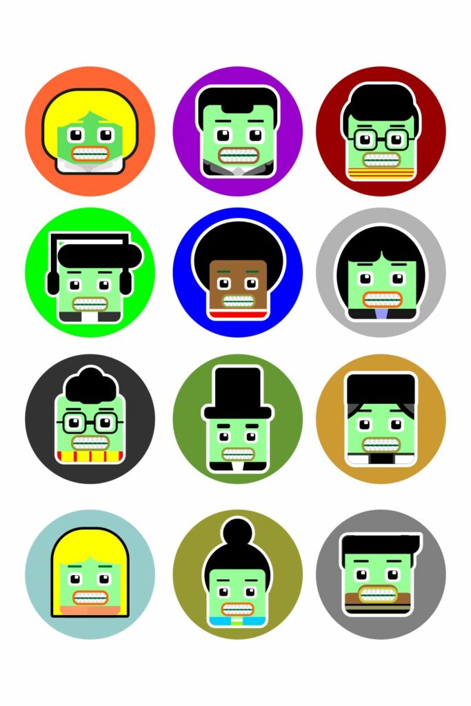 12 avatars flat icons user vector with cute design - MasterBundles