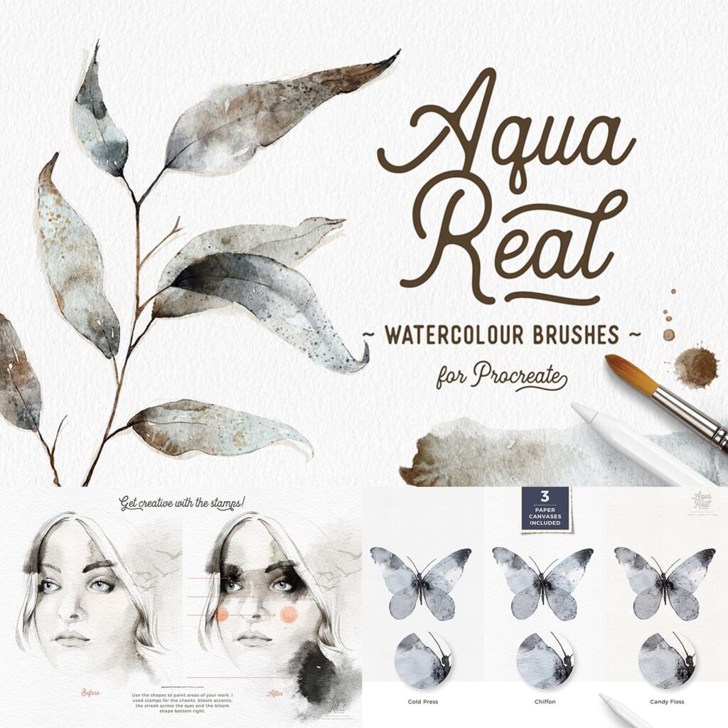 AquaReal Procreate Watercolor Set – MasterBundles