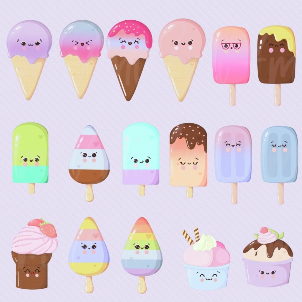 Kawaii Popsicle Clipart - 17 png - MasterBundles