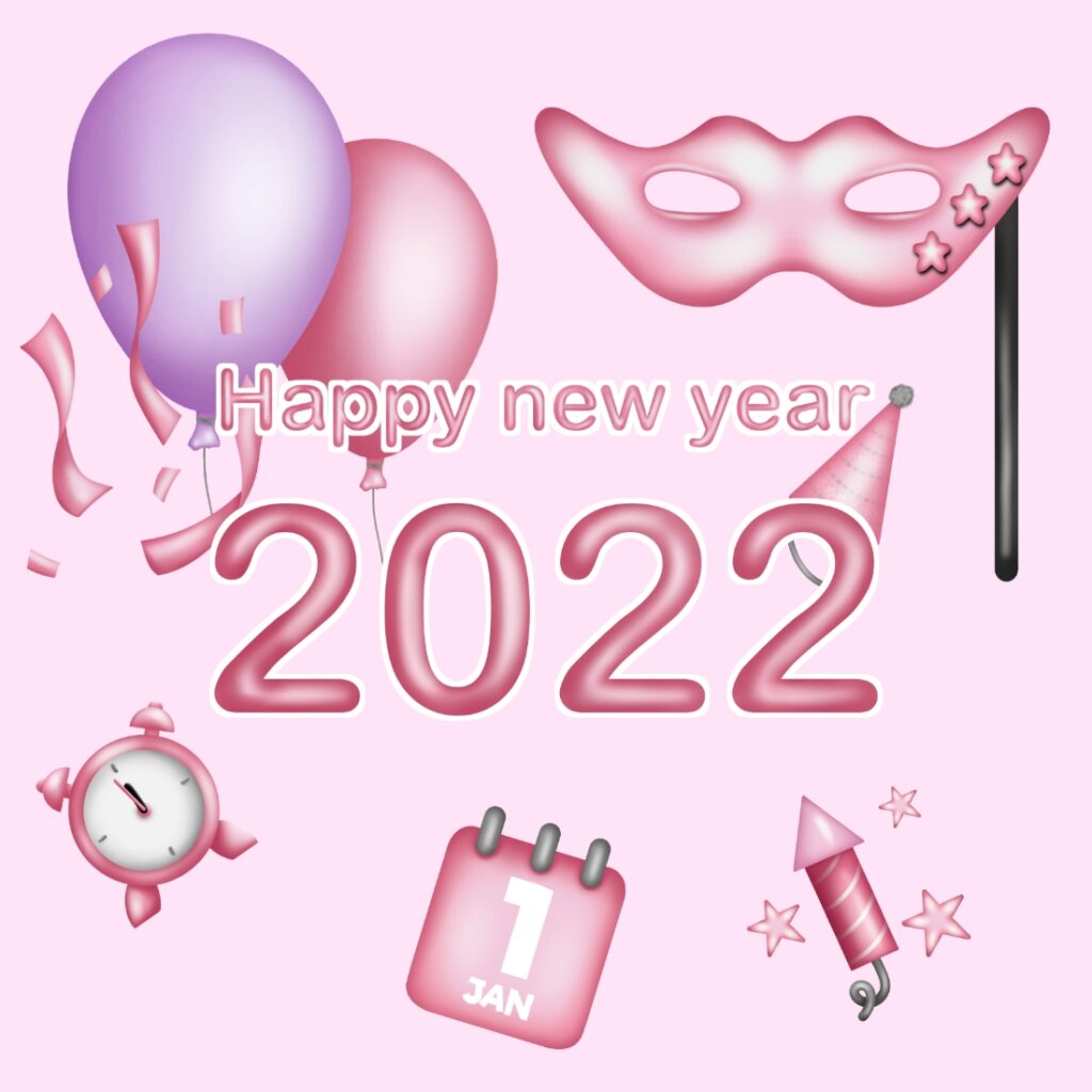 8 cute pink clipart new year 2022 - MasterBundles