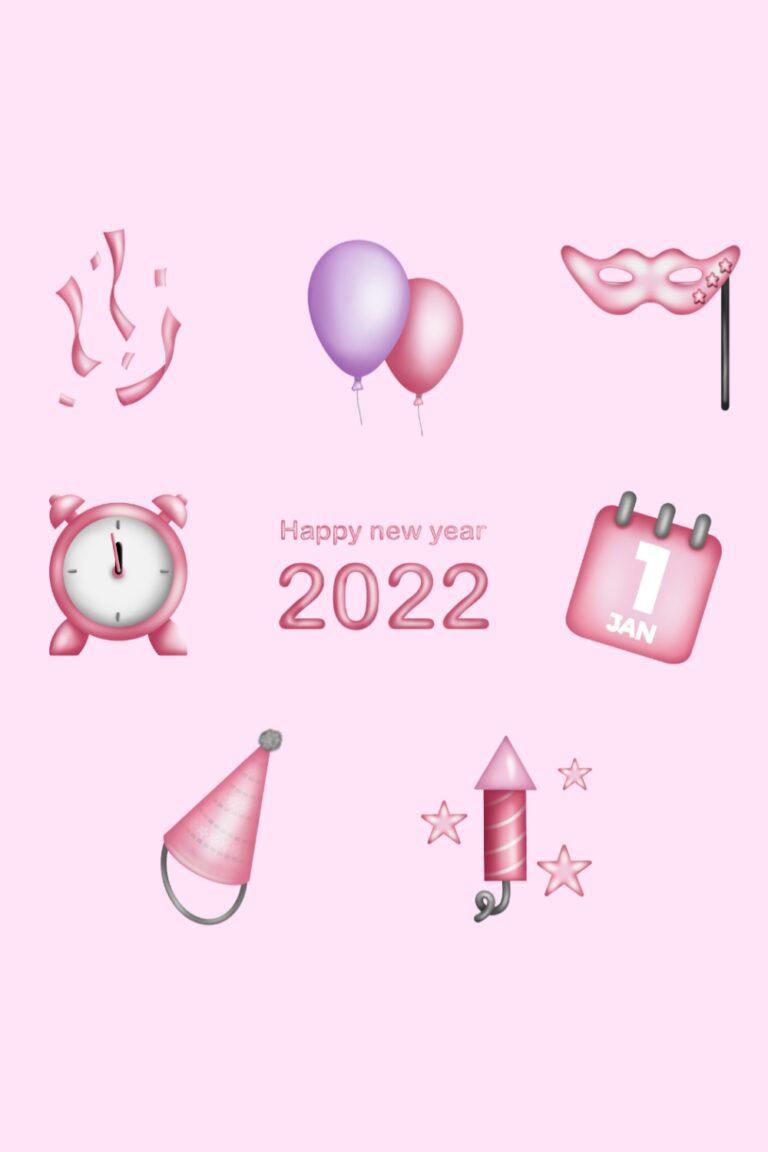 8 cute pink clipart new year 2022 - MasterBundles