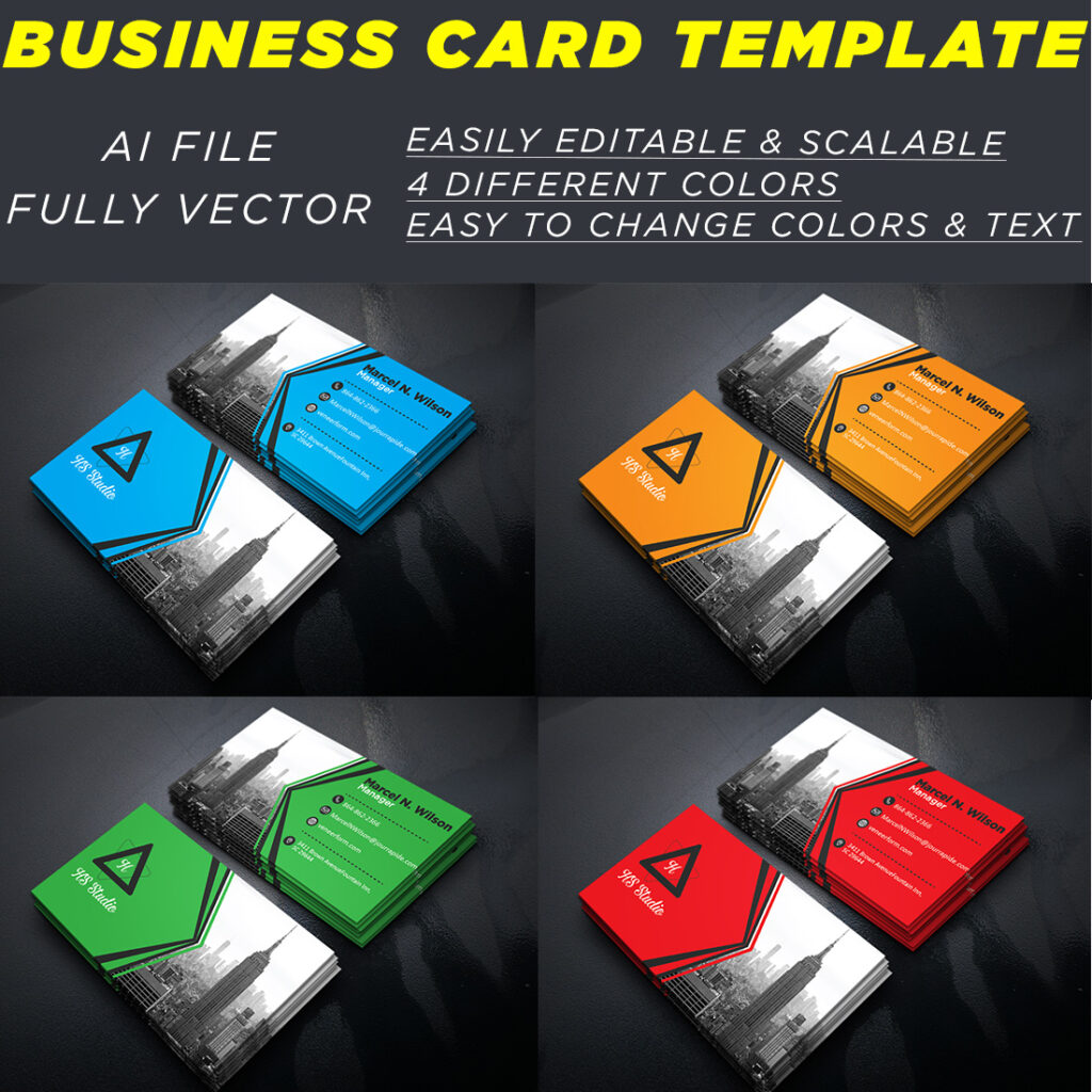 Corporative Business Card Templates In 4 colors - MasterBundles